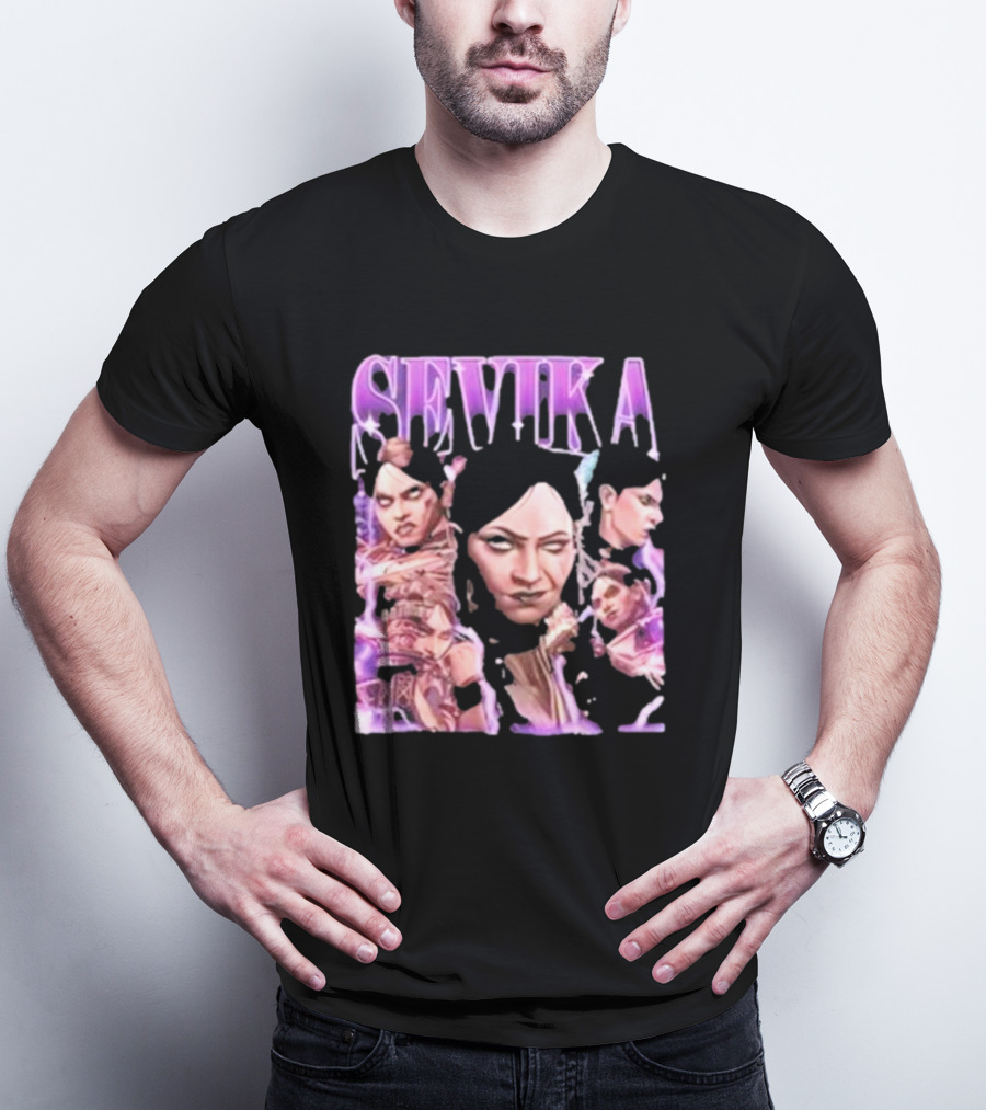 SEVIKA Arane Character Collage Graphic Purple Tones T-Shirt
