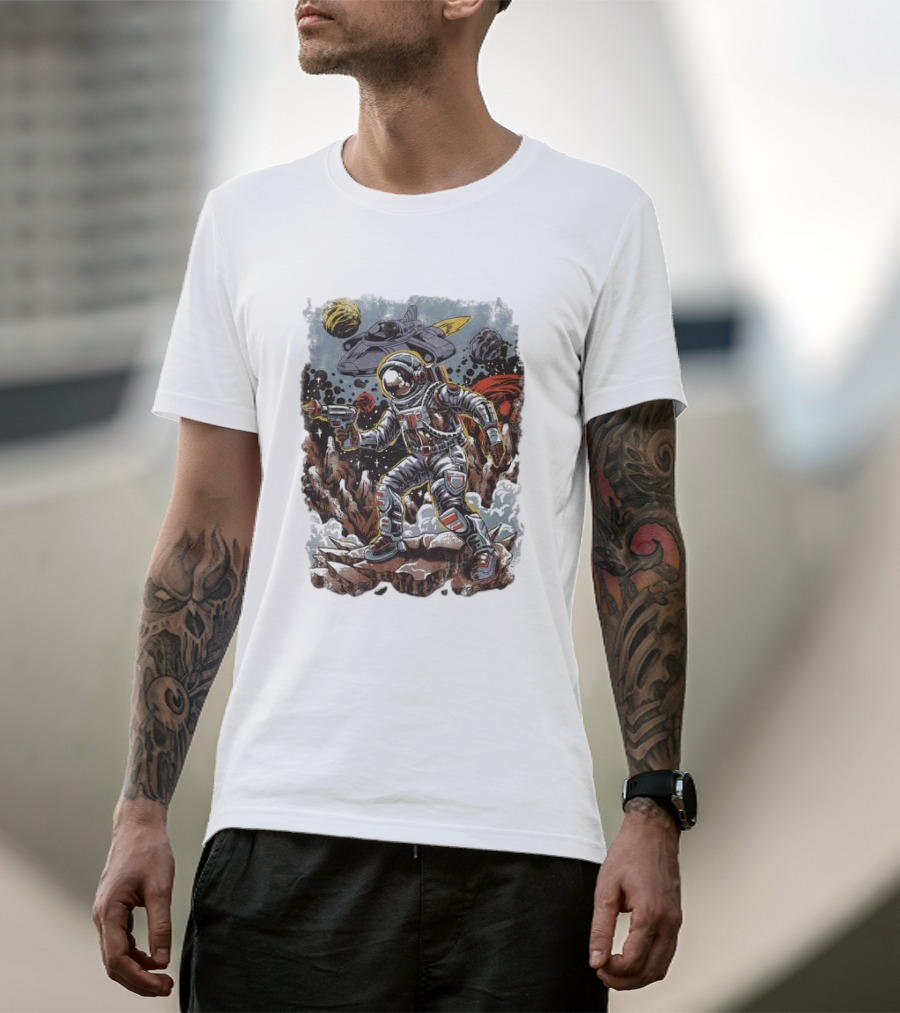 Space Saga Vintage Astronaut Adventure With Retro Planets And Spaceship T-Shirt