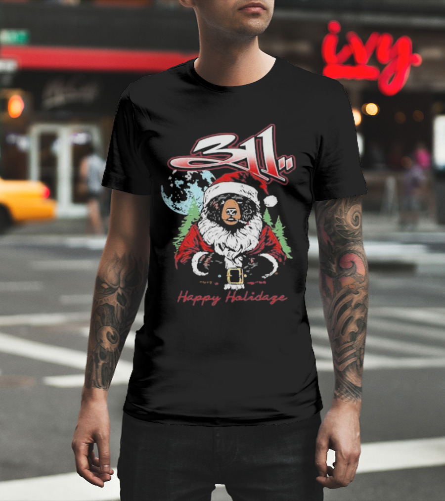 311 Santa Bear Happy Holidaze Christmas T-Shirt
