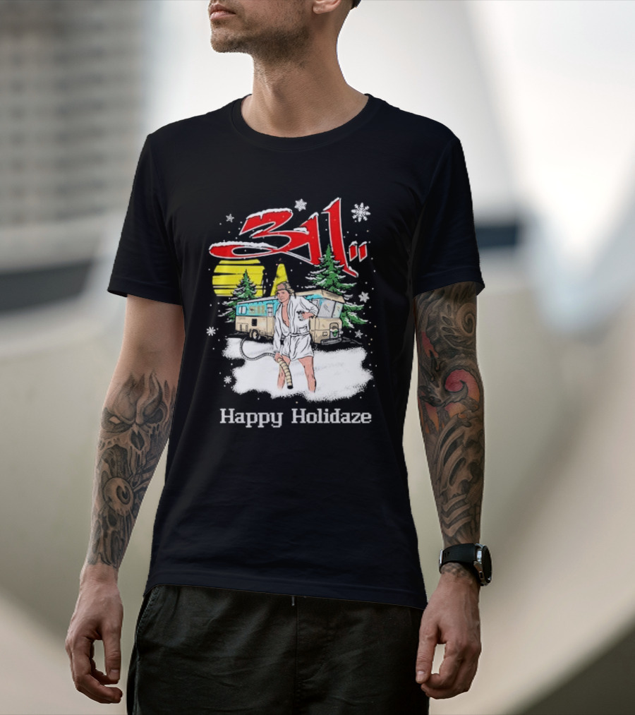 Happy Holidaze 311 Christmas Vacation RV Scene T-Shirt