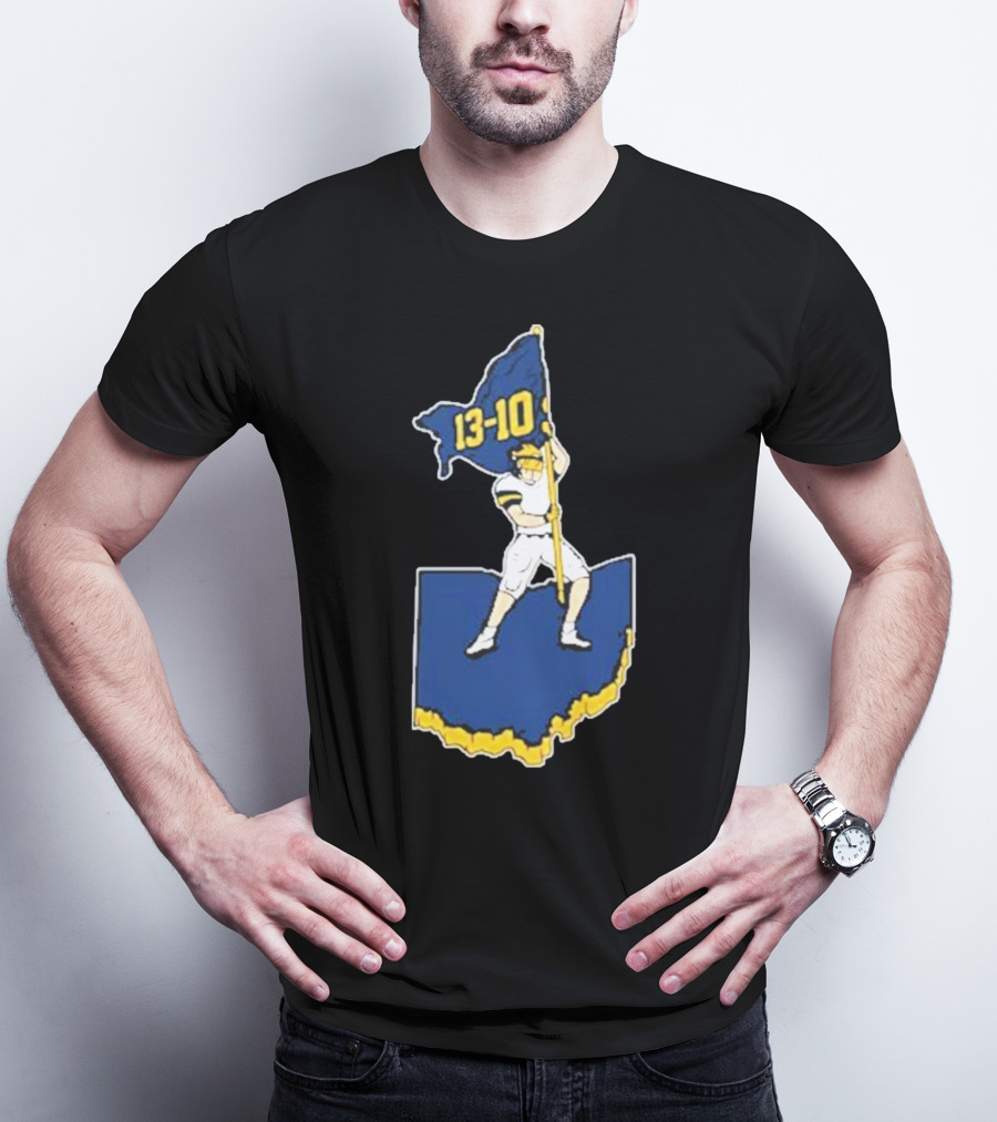 13-10 Michigan Flag Football Victory Over Ohio Outline T-Shirt