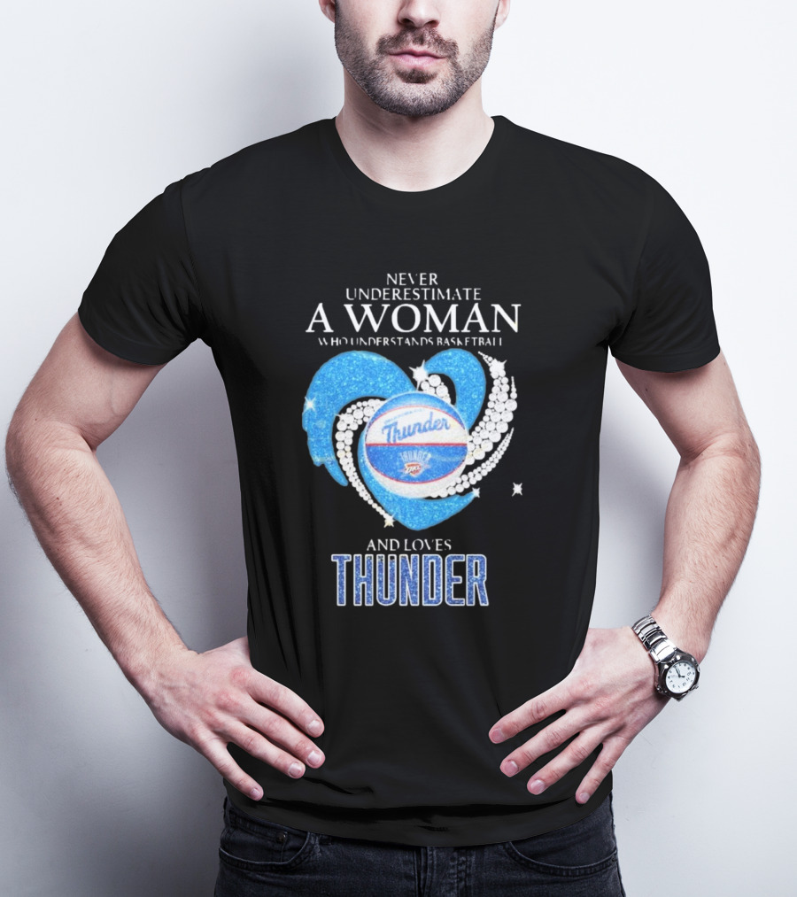 Never Underestimate A Woman Who Understands Basketball And Loves Oklahoma City Thunder T-Shirt