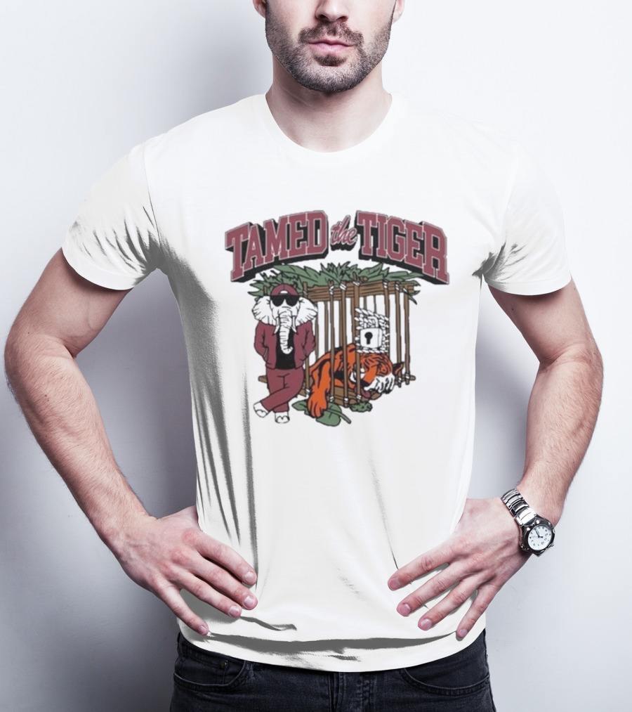 Tamed The Tiger Alabama Football Rivalry Elephant And Caged Tiger T-Shirt