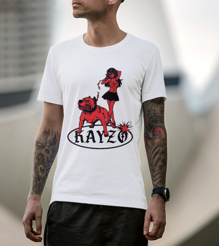 Kayzo Unleashed Red Dog And Woman T-Shirt