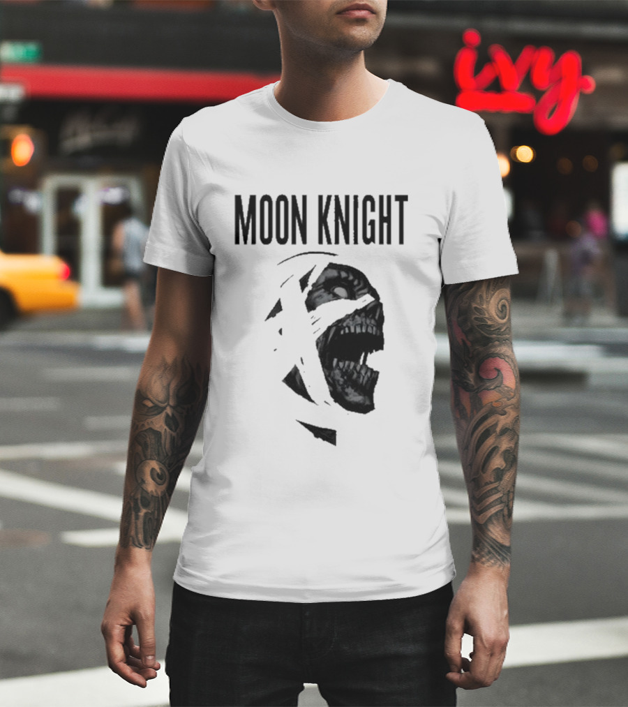 Moon Knight Logo With Intense Wrapped Mask T-Shirt