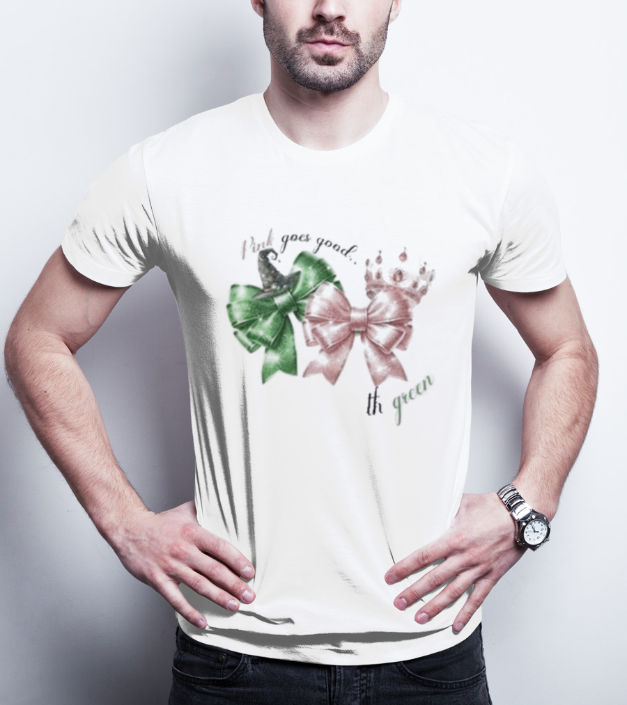 Wicked Pink Goes Good With Green Bows Crown Hat T-Shirt