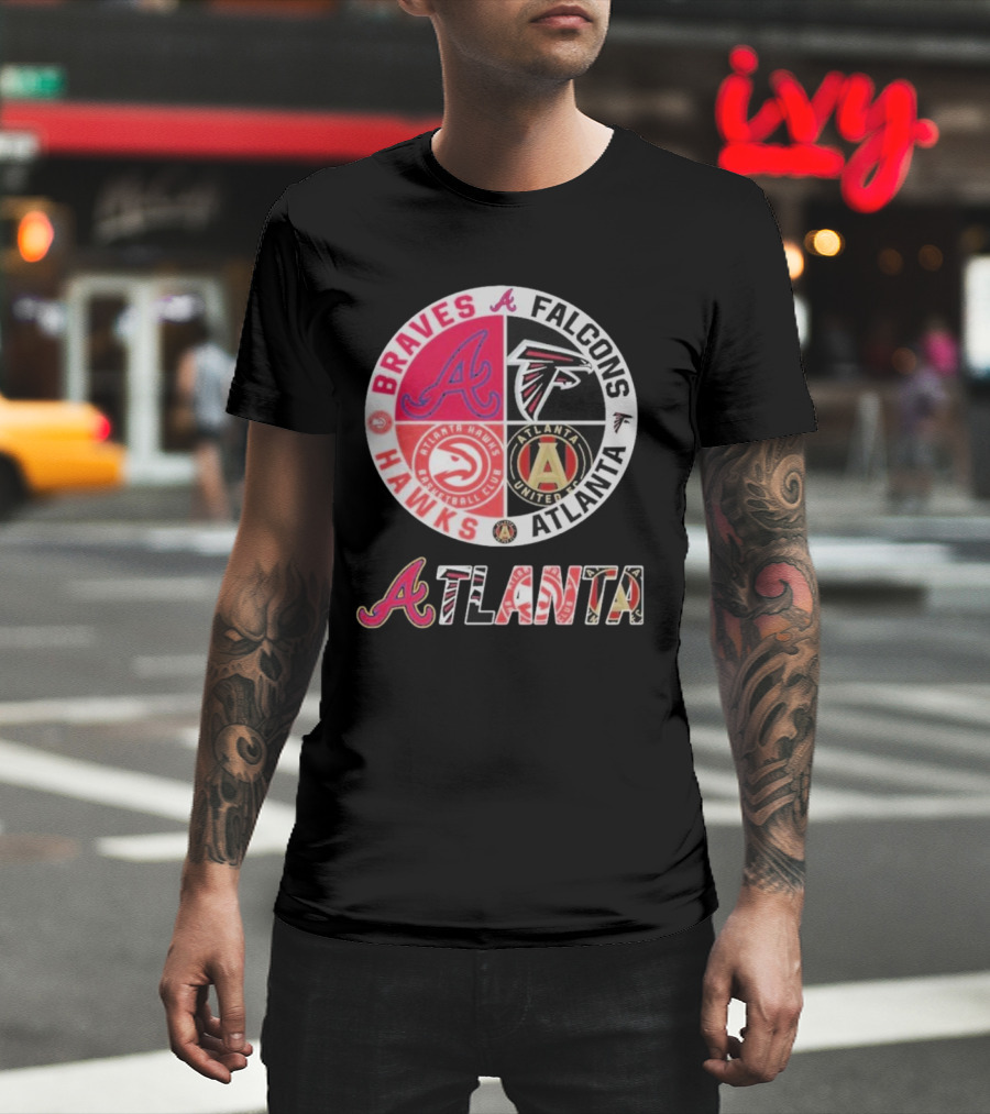 Atlanta Braves Falcons Hawks United FC Logos T-Shirt