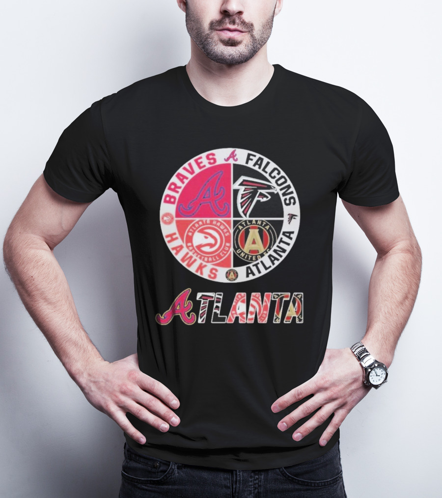 Atlanta Braves Falcons Hawks United FC Logos T-Shirt