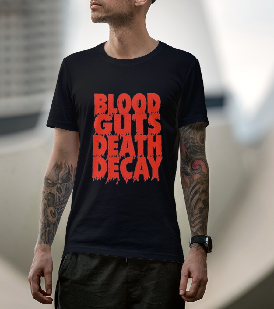 Blood Guts Death Decay Horror Typography T-Shirt