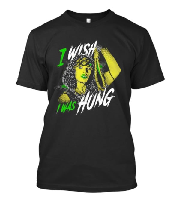 I Wish I Was Hung Retro Pop Art Style Green-Tinted Figure Holding Rope T-Shirt