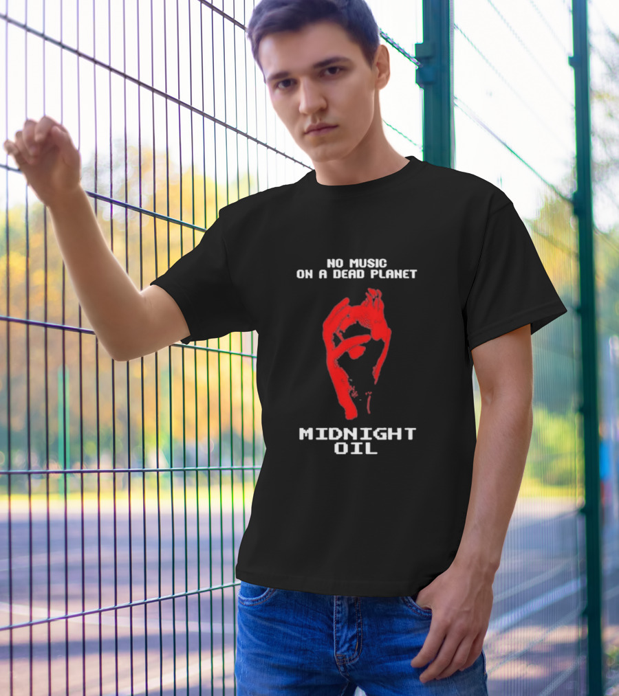 Midnight Oil No Music On A Dead Planet Red Hand T-Shirt