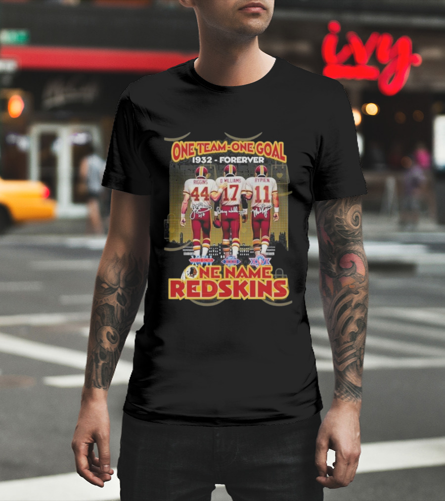 One Team One Goal 1932-Forever Redskins Riggins Williams Rypien Washington Commanders Signature T-Shirt