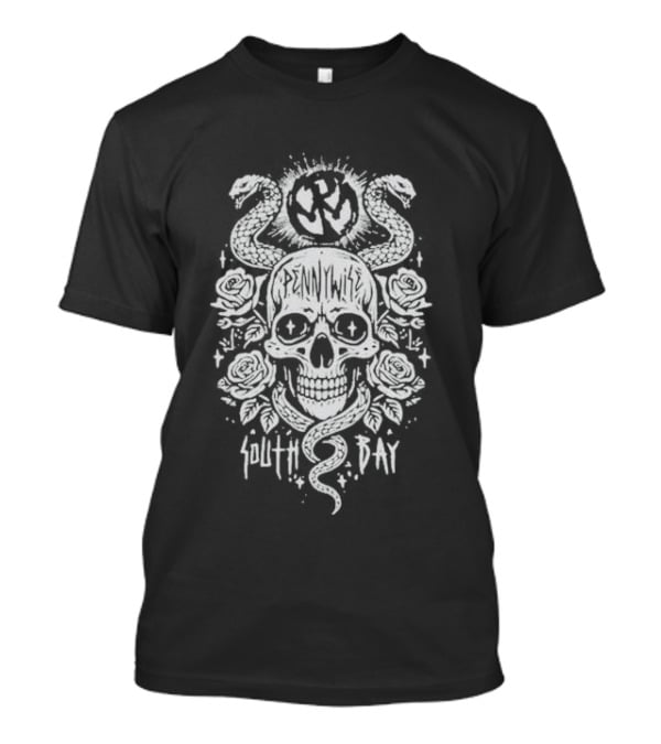 Pennywise South Bay Skull Snake Roses Artwork T-Shirt
