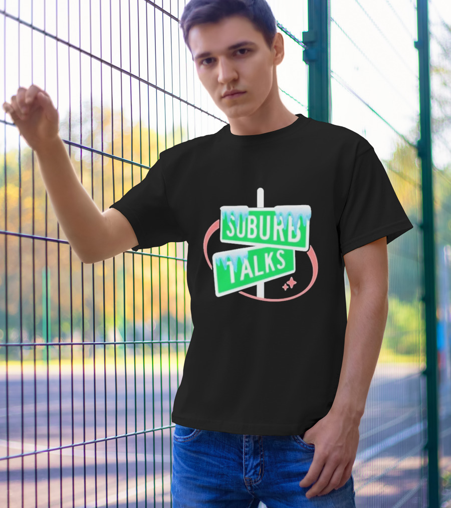 Suburb Talks Snowy Street Signs Christmas T-Shirt