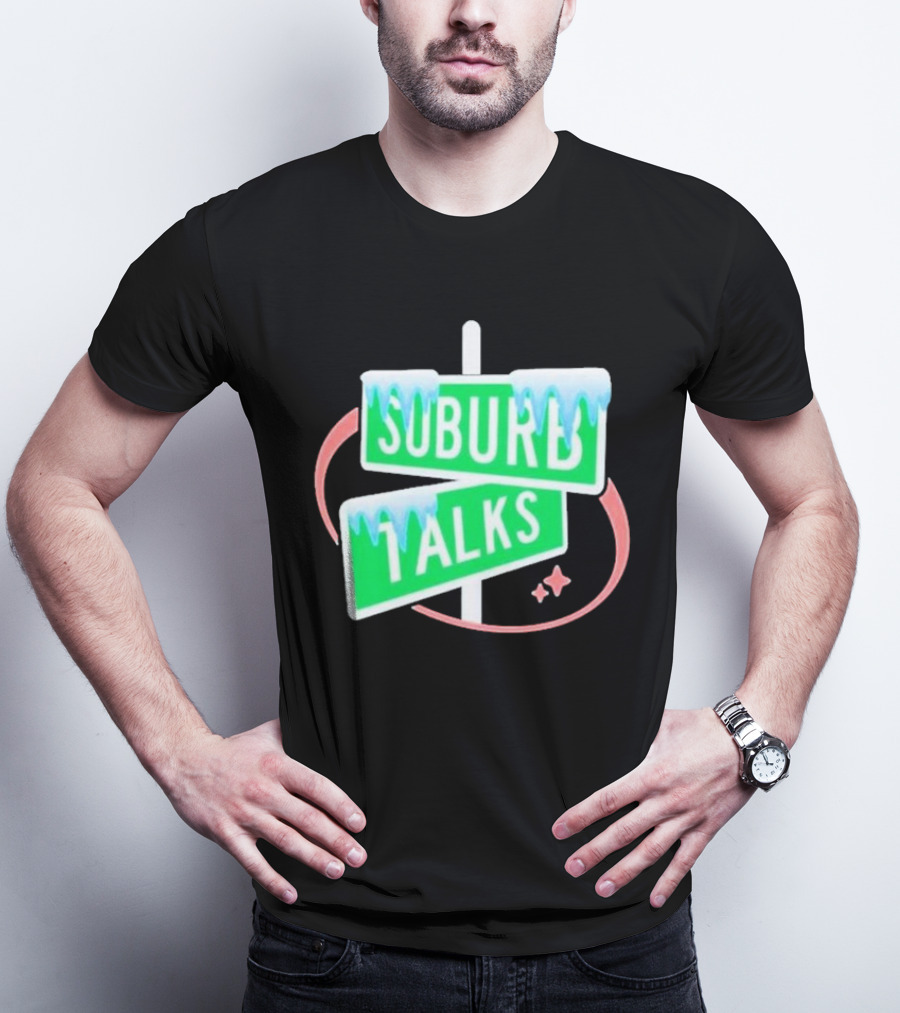 Suburb Talks Snowy Street Signs Christmas T-Shirt
