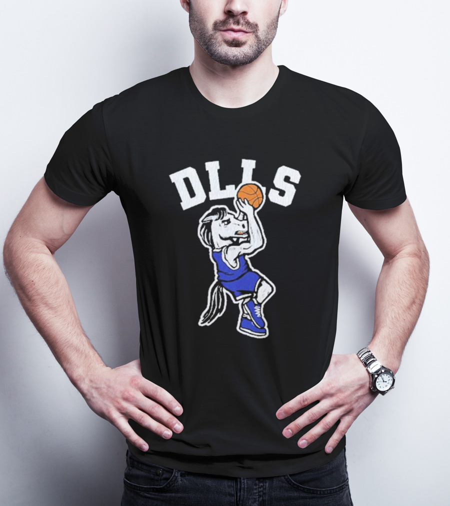 DLLS Basketball Horse Player In Blue Jersey T-Shirt