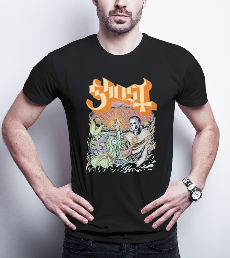 Ghost Papa Emeritus And The Whale With Oceanic Scene T-Shirt