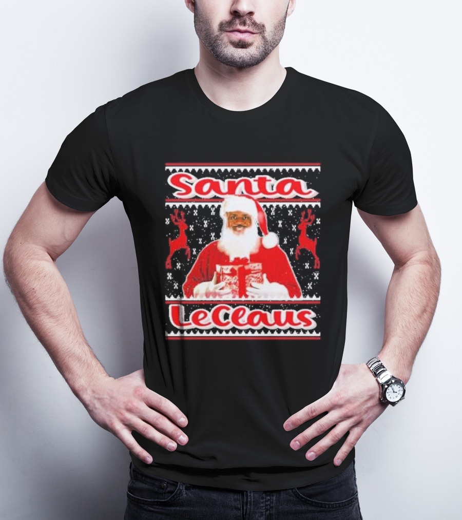 Lebron James Santa LeClaus Ugly Christmas Sweater Festive Holiday Reindeer T-Shirt