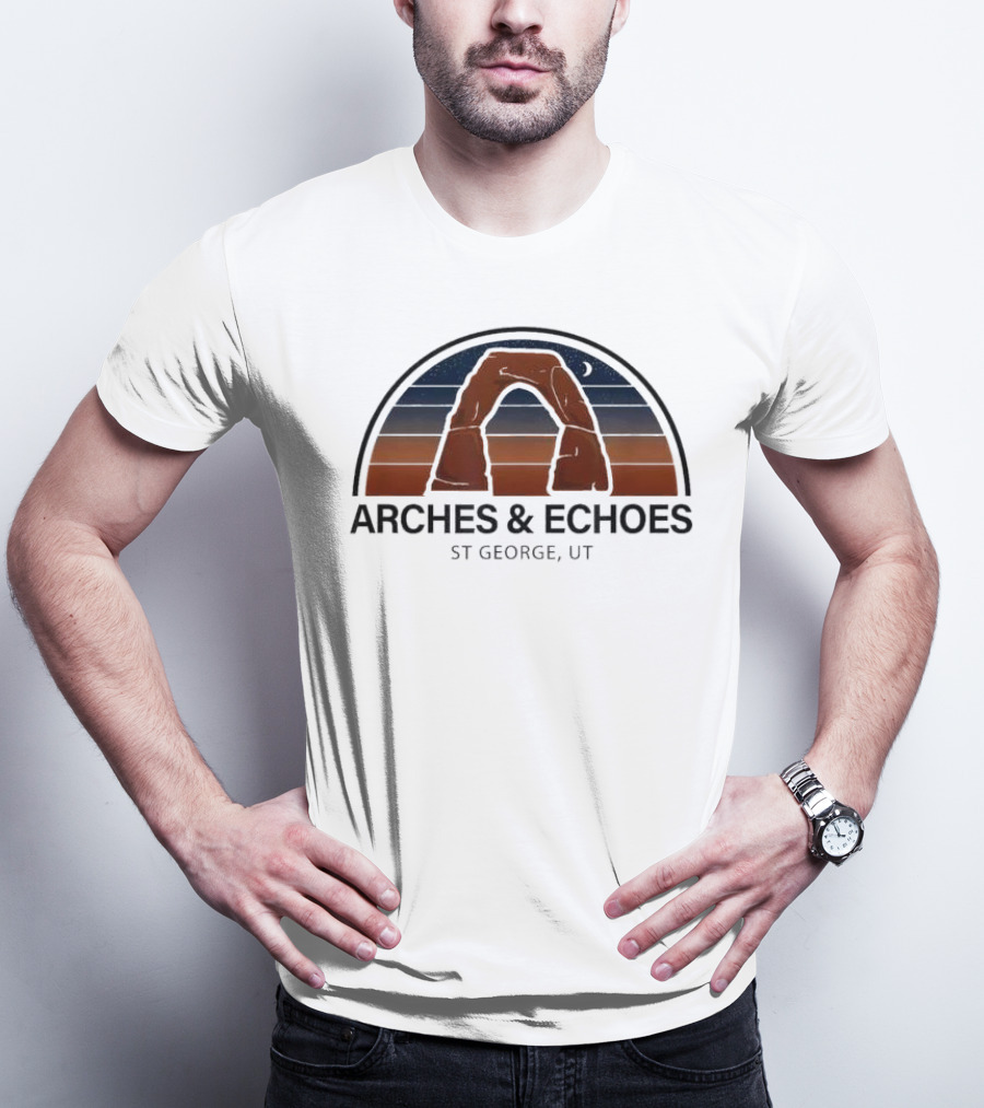 ARCHES ECHOES ST GEORGE UTAH RED ROCK NIGHT SKY MOON T-Shirt