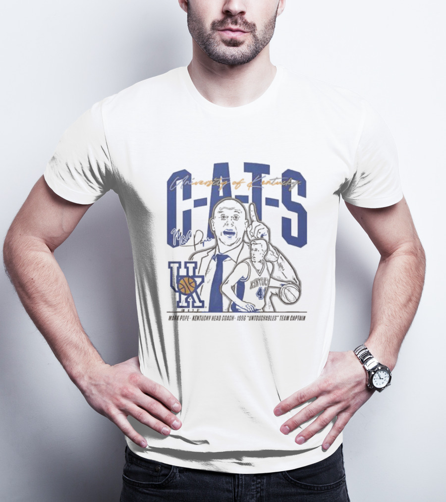University Of Kentucky Wildcats Basketball Mark Pope Head Coach 1996 Untouchables Team Captain CATS T-Shirt