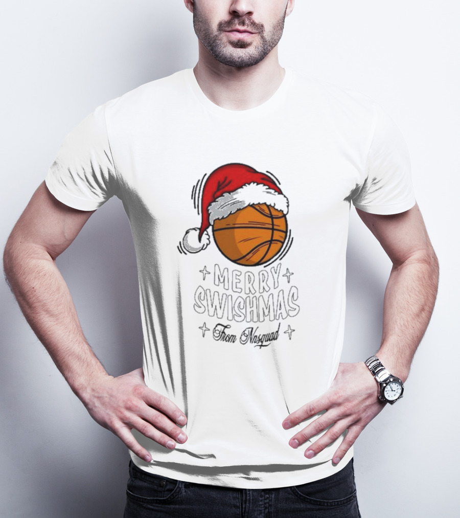 Merry Swishmas From Nnsquad Basketball Santa Hat T-Shirt