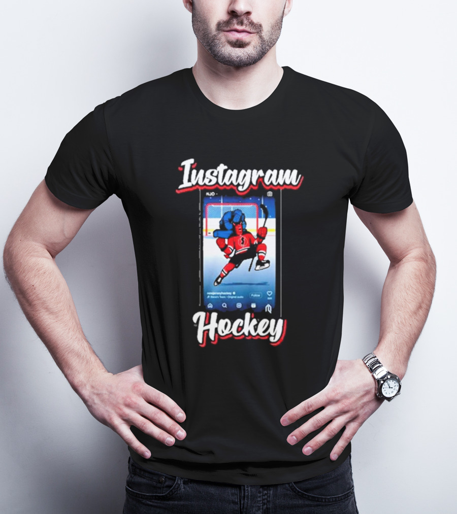 Instagram Hockey Post Jersey Devils Player Action T-Shirt