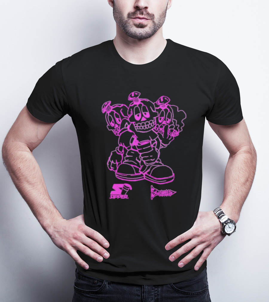 Sipper Slumped Trio Purple Black Outline T-Shirt