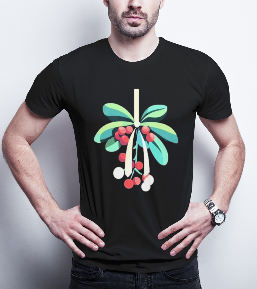 Mistletoe Nimbus Christmas Holiday Festive Greenery Berries T-Shirt