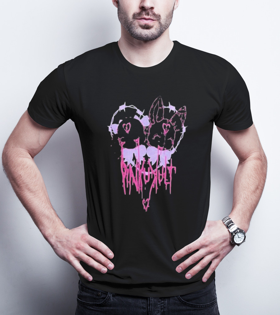 Pinku Kult Heart Barbed Wire Bunnies T-Shirt