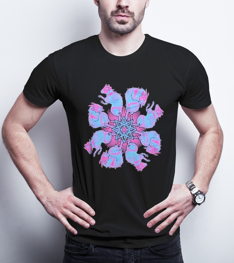 Pinku Kult Rat King Star Pattern Circular T-Shirt