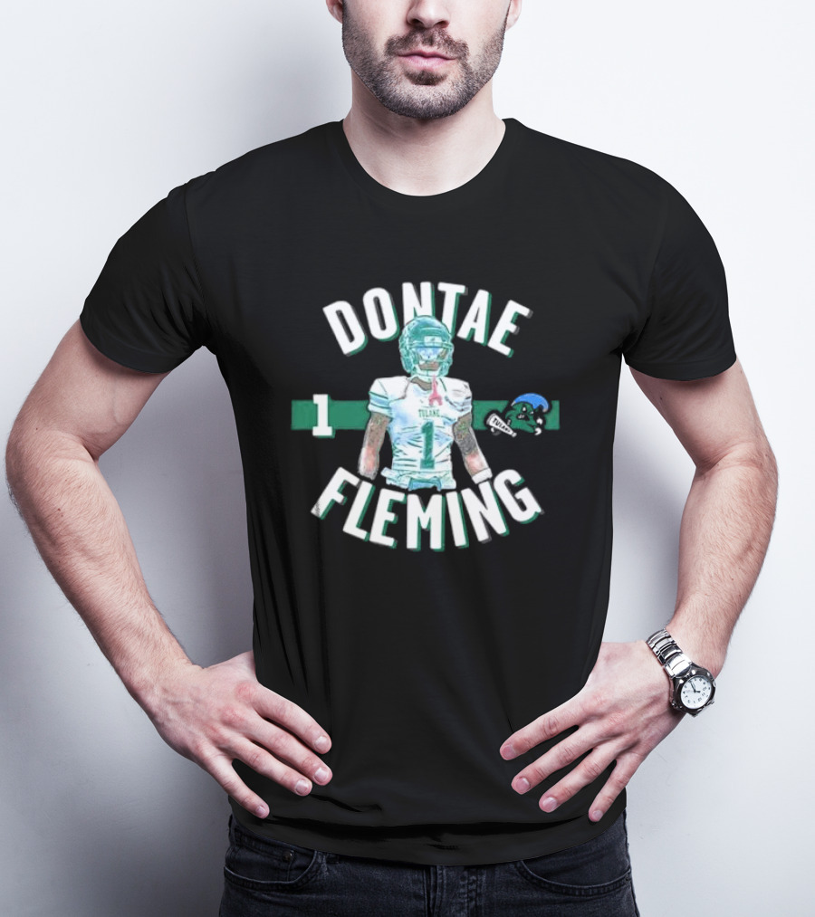 Dontae Fleming 1 Tulane Green Wave Football Player Image T-Shirt