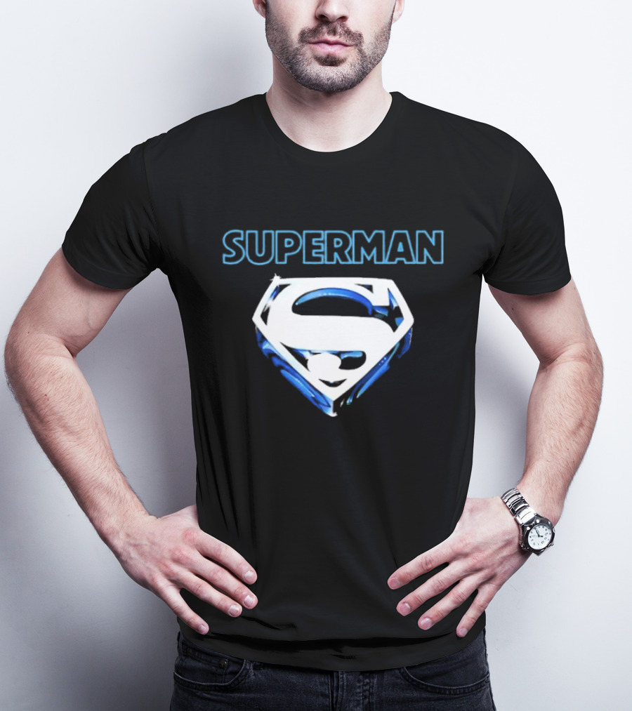 Superman Donner-esque Look White And Blue Iconic Shield T-Shirt