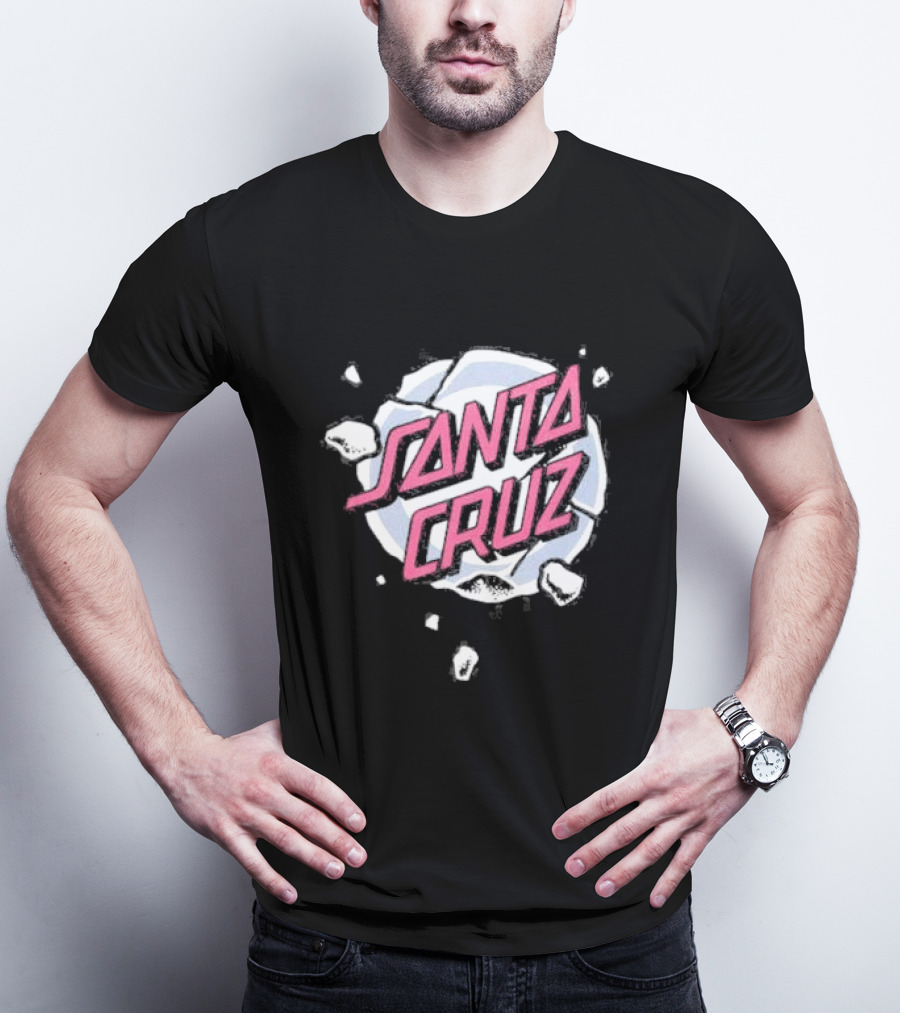 Santa Cruz Roskopp Shattered Pink And White T-Shirt