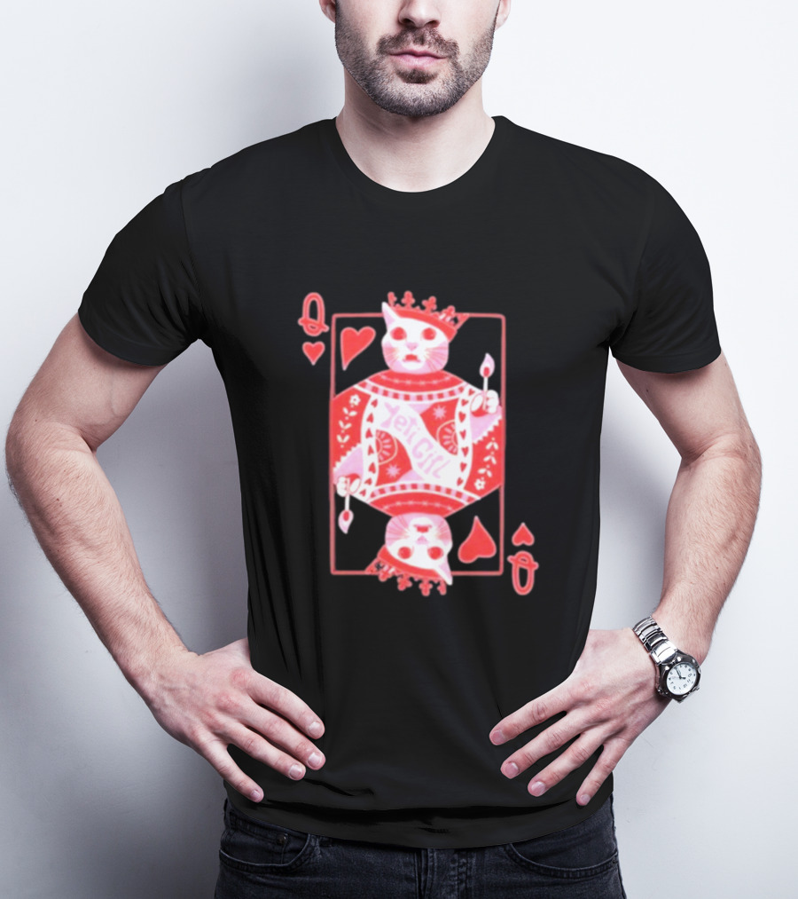 Yeti The Abominable Queen Of My Heart Playing Card Cat King T-Shirt
