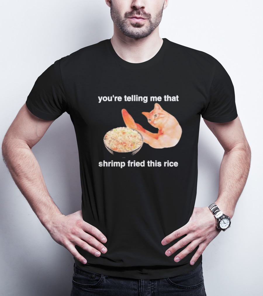 You're Telling Me That Shrimp Fried This Rice With Cat Meme T-Shirt