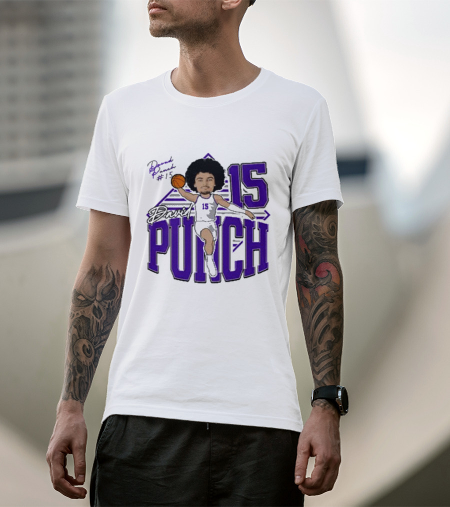 David Punch #15 TCU Basketball Player Caricature T-Shirt