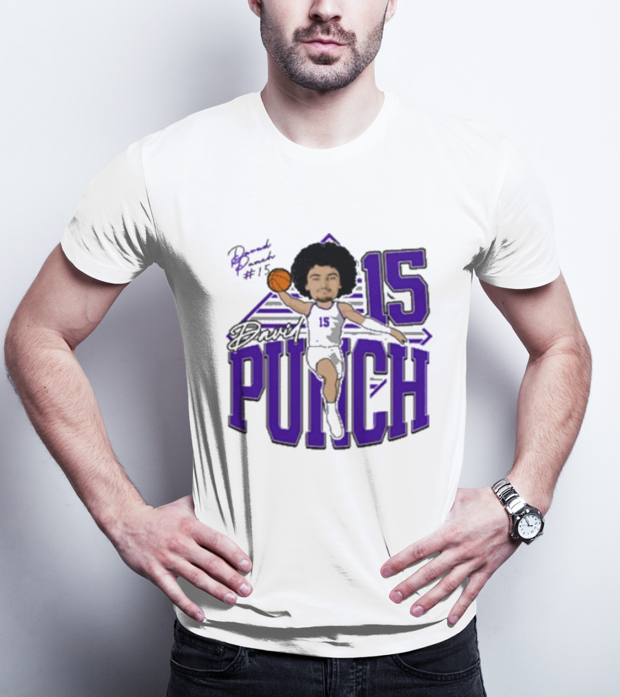 David Punch #15 TCU Basketball Player Caricature T-Shirt