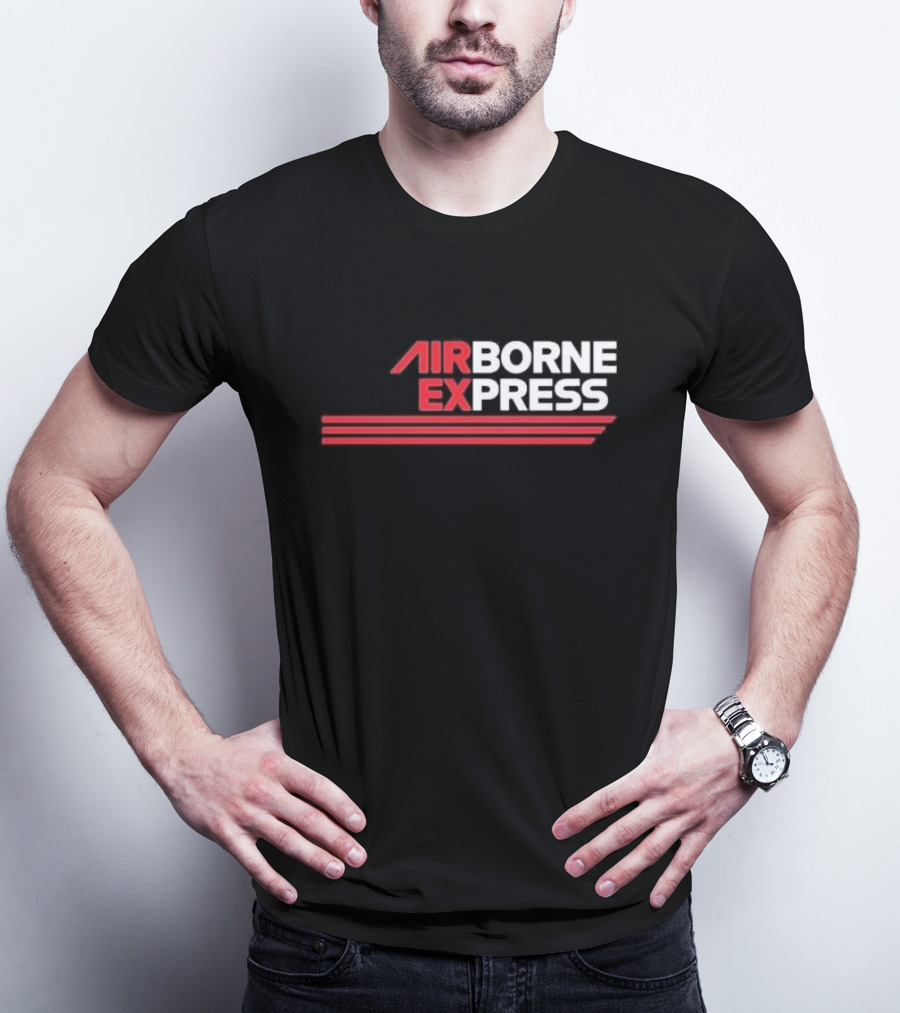 Airborne Express Airlines Retro Logo Red Stripes T-Shirt