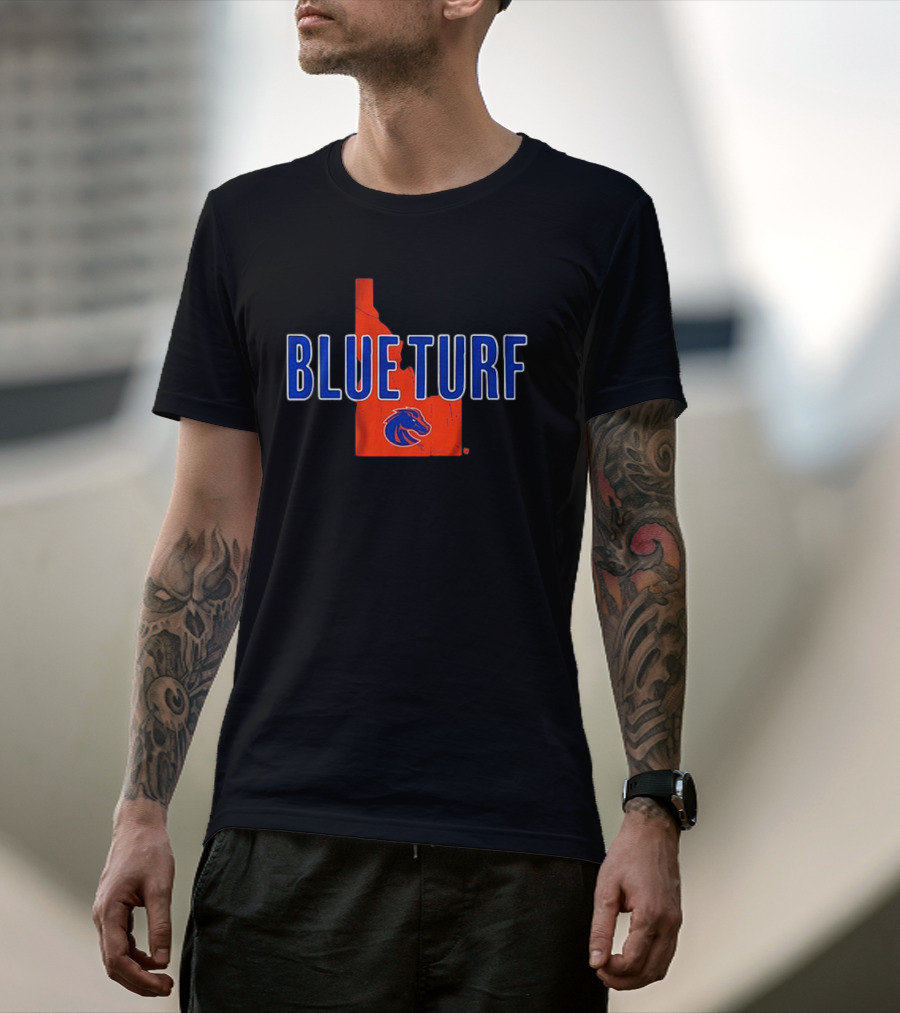Boise State Blue Turf Idaho Map Bronco T-Shirt