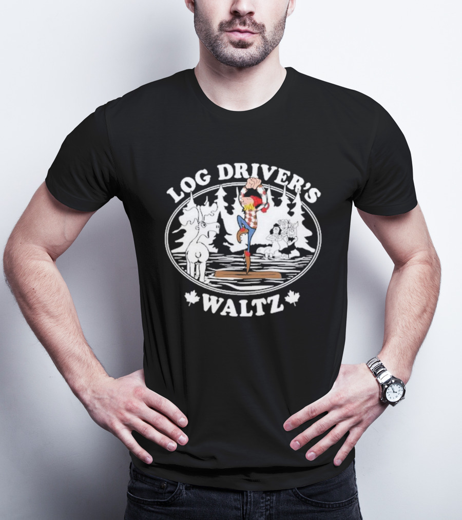 Log Driver's Waltz Canadian Lumberjack Moose Canoeing Scene T-Shirt