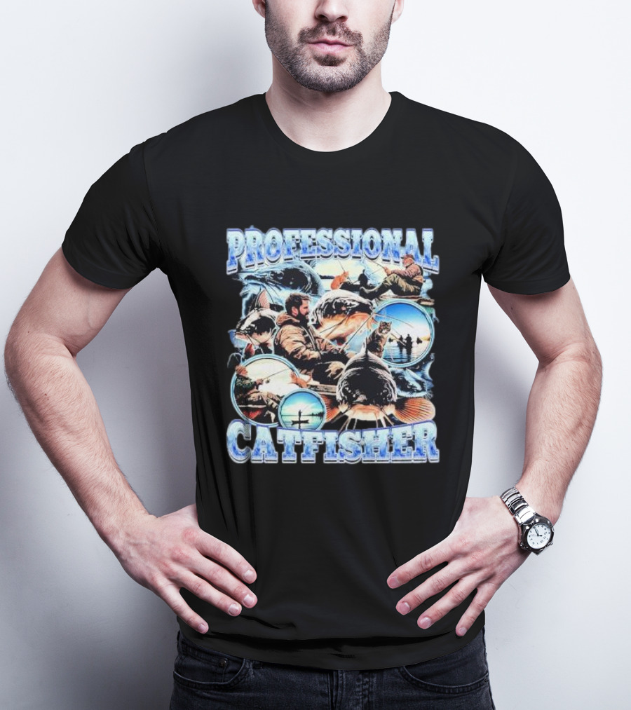 PROFESSIONAL CATFISHER FISHING ADVENTURE COLLAGE T-Shirt