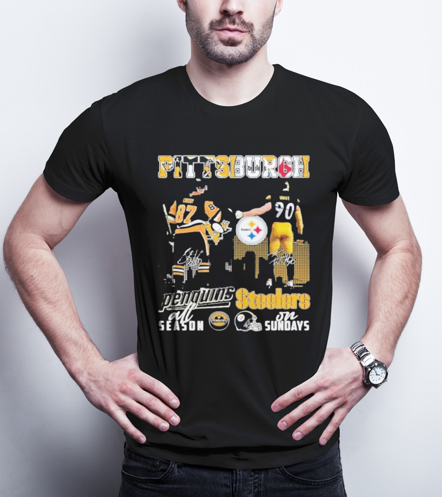 Pittsburgh Penguins All Season Steelers On Sundays Hockey Football Pride T-Shirt