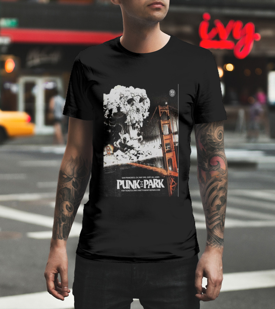 Punk In The Park San Francisco May 3 2025 Golden Gate Explosive Skull Event T-Shirt