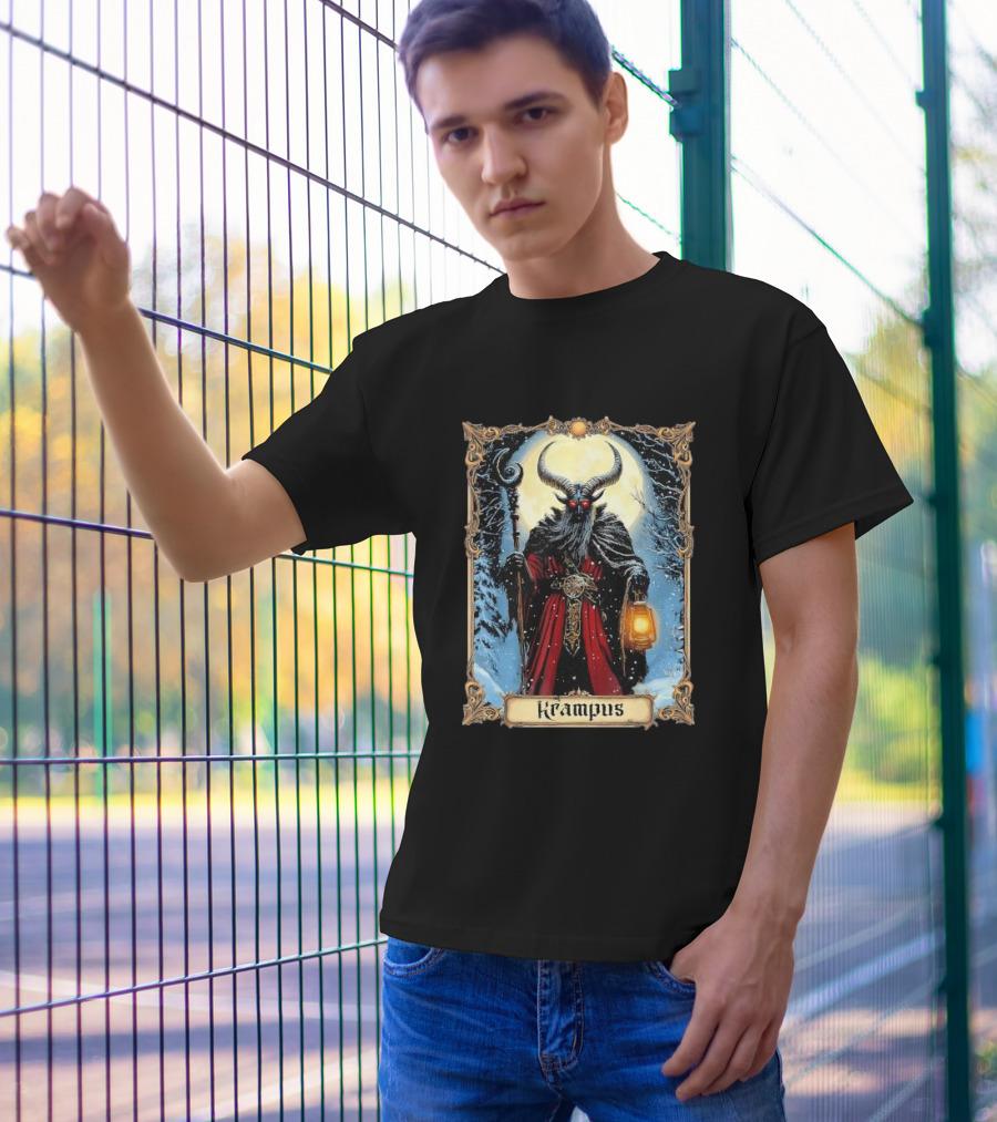 Merry Krampus Tarot Card Christmas Horror Ugly Sweater Xmas T-Shirt