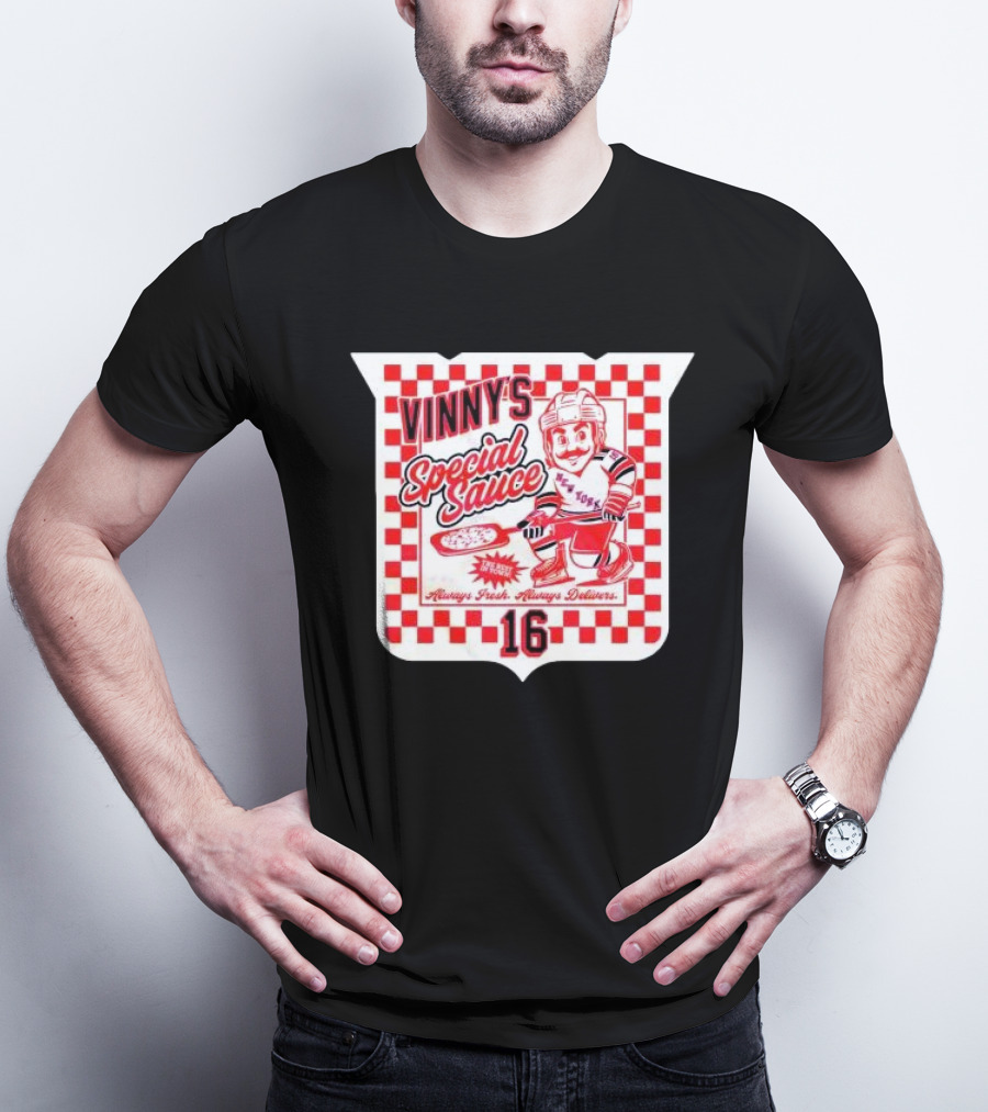 Vinny's Special Sauce Always Fresh Always Delivers New York Hockey 16 T-Shirt