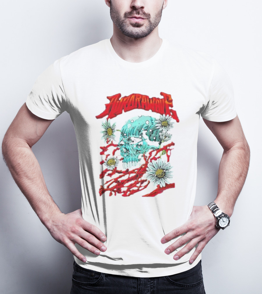 AuroraWave Skull Daisy Red Vines T-Shirt