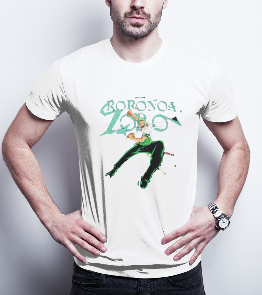 BAIT X One Piece Roronoa Zoro Green Sword Action T-Shirt