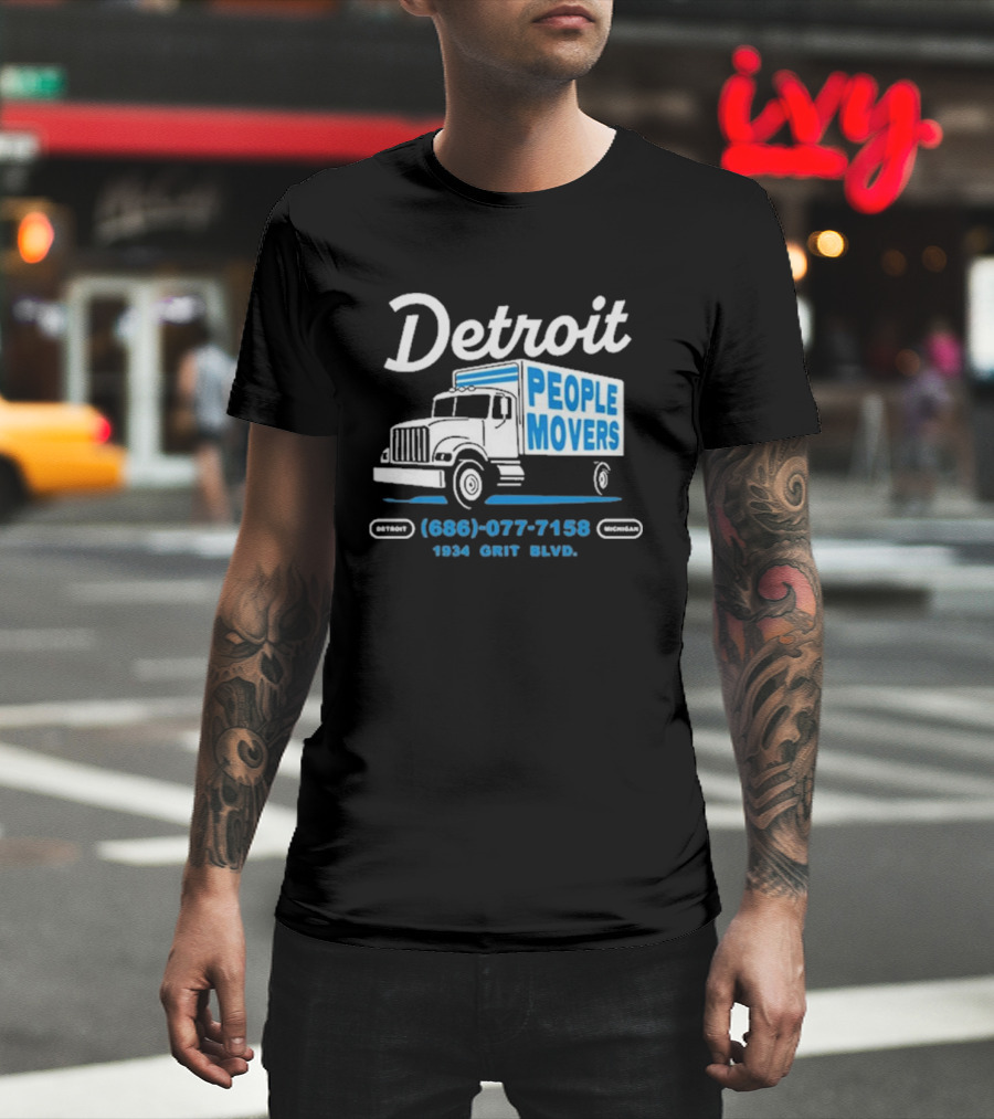 Detroit Michigan People Movers 686 077 7158 1934 Grit BLVD T-Shirt