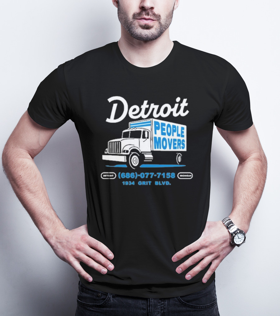Detroit Michigan People Movers 686 077 7158 1934 Grit BLVD T-Shirt