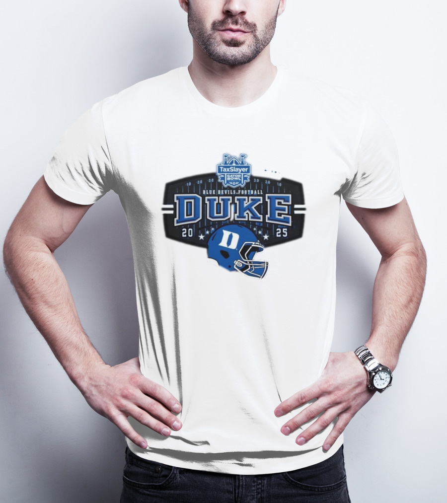 Duke Blue Devils Football TaxSlayer Gator Bowl 2025 Helmet Jacksonville FL T-Shirt